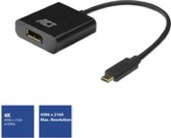 ACT USB C naar DisplayPort Adapterkabel ‚Äì 4K@60Hz ‚Äì DislayPort 1.2 ...
