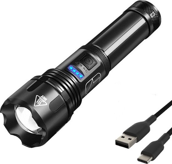 Oplaadbare LED Zaklamp - USB-C + USB-A - 3.000 Lumen - 3.000 mAh ...