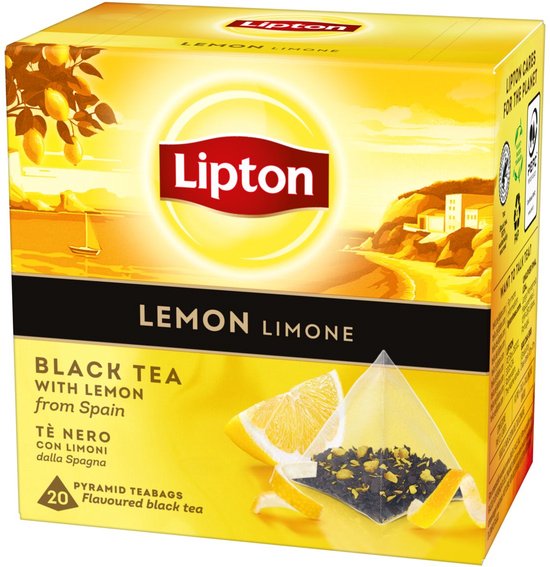 Lipton Lemon - Citroen zwarte thee - 4 x 20 theezakjes ...