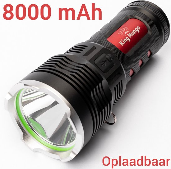 Zaklamp LED Oplaadbaar USB 8000 mAh met oplader - 2000 Lumen - King Mungo KM-R63 | bol