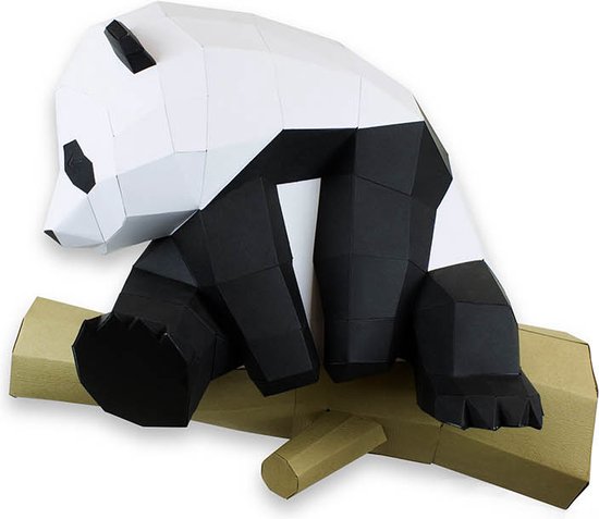 Grote panda wandtrofee - 3D papieren origami model - doe-het-zelf ...