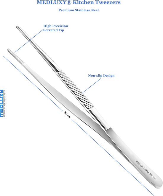 MEDLUXY® - Professionele Keukenpincet 30 cm - RVS - Robuust & Duurzaam ...