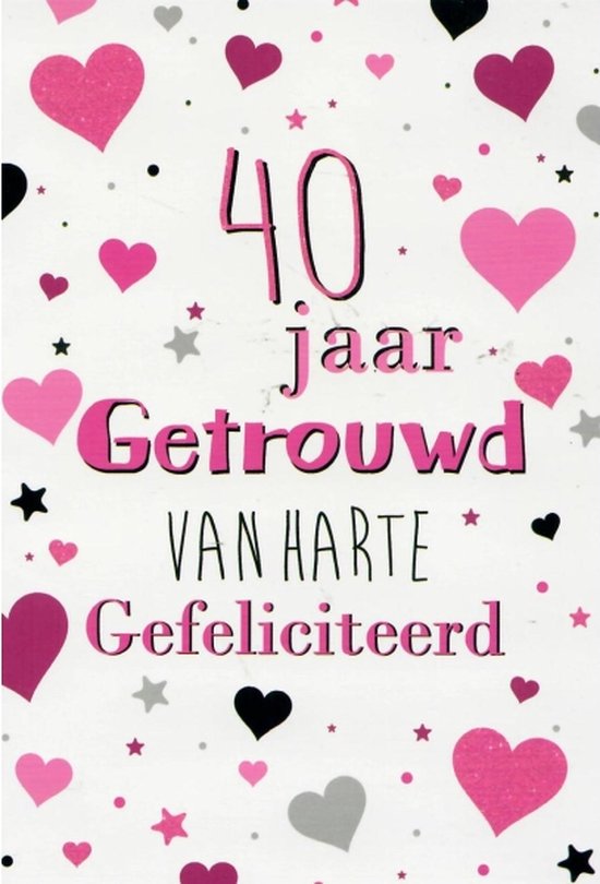 Wenskaart | 10 stuks | 40 jaar getrouwd van harte gefeliciteerd | bol