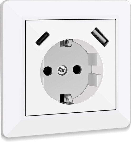 Stopcontact met USB-aansluiting en type C - Schuko-inbouwstopcontact ...