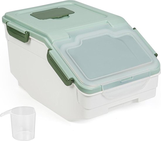 Large Plastic Food Storage Container - 5L Capacity - with Measuring Cup ...