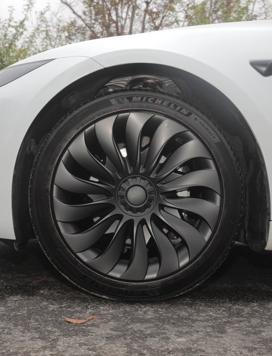 Tesla Model 3 Highland Wieldoppen set 18 inch Mat Zwart STORM ...