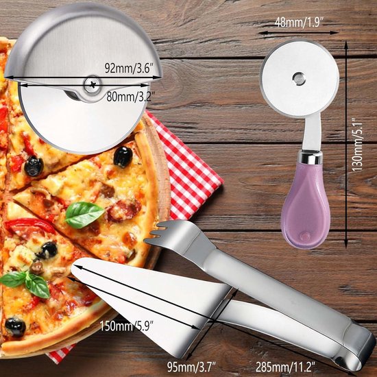 Roestvrijstaal Pizza Snijder Set - Vaatwasserbestendig - Professionele ...