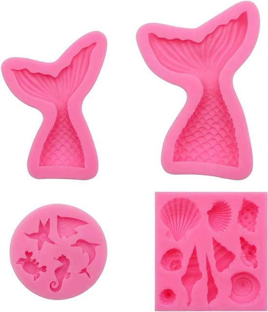 Chocolade vorm siliconen 4 stuks zeemeermin DIY bakvormen- oceaan dier ...