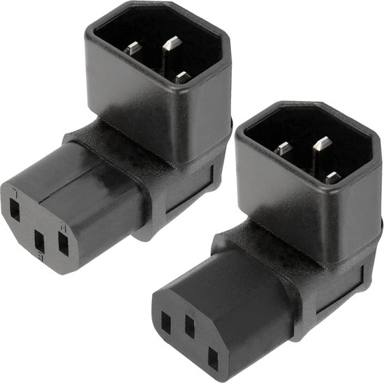 Stuks 2- C13 naar C14 Hoekige Stroomadapters - Haakse Stroomadapter - 10A, 250V -... | bol