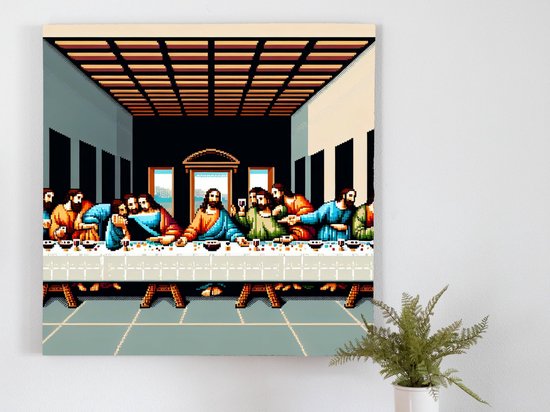 Pixel art laatste avondmaal schilderij | Pixelated portrayal of the ...