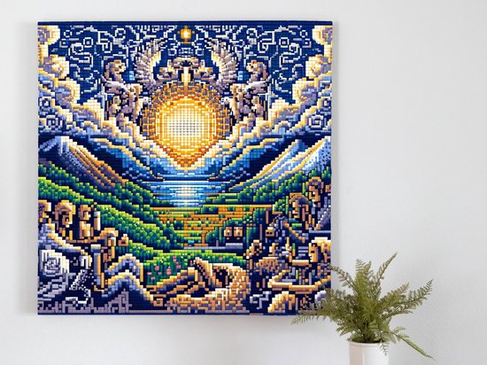 Pixel art relief schilderij | Digitale dimensies: een opgeschaald ...