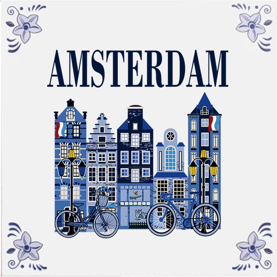Delfts blauw tegeltje Tekst Amsterdam huizen ( tekst amsterdam ...