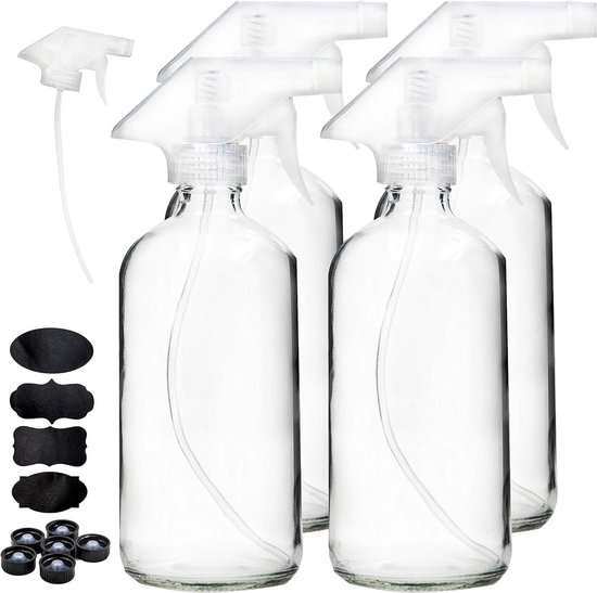 Spuitflessen Glazen 500ML - 4 Stuks - Herbruikbare Nevelfles - Trigger ...