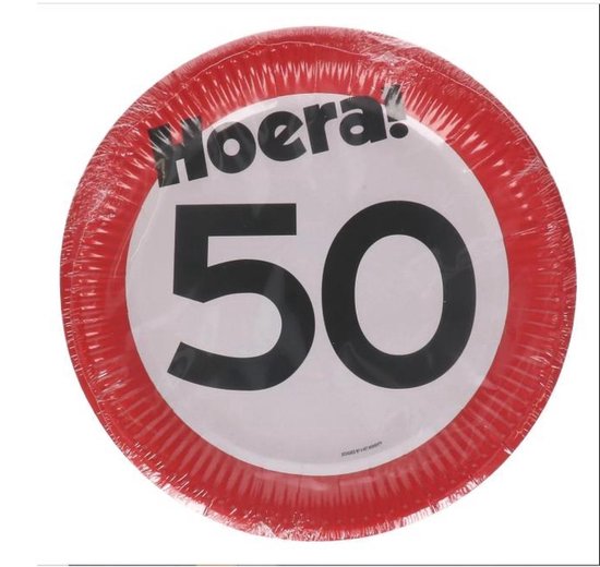 Kartonnen Bordjes hoera 50 jaar 23cm 8 st - Wegwerp borden - Feest ...