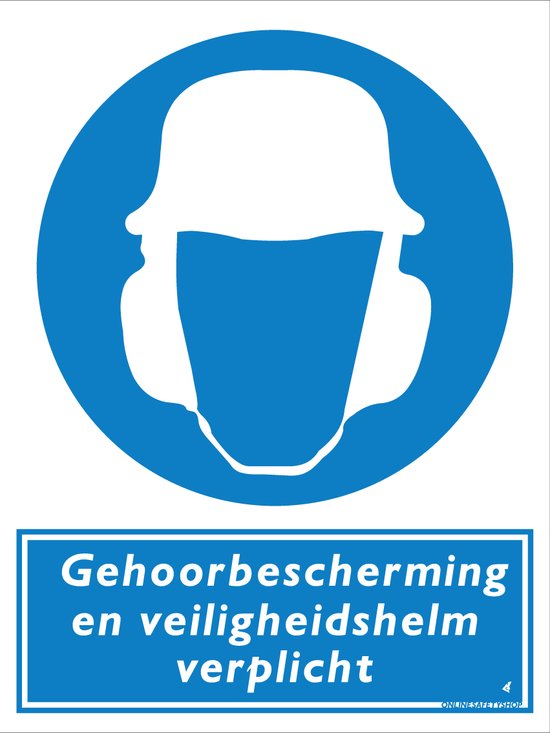 Gehoorbescherming en veiligheidshelm verplicht bord - Forex - 30 x 40 ...