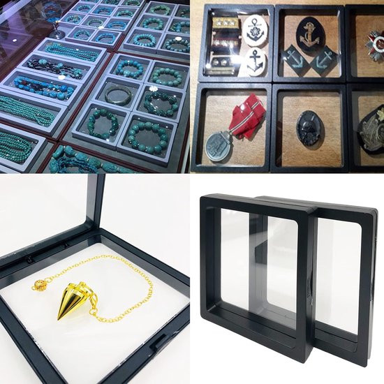 Elegante 3D Zwevende Vitrine: 8 Stuks Sieraden Organizer Met Bodem ...