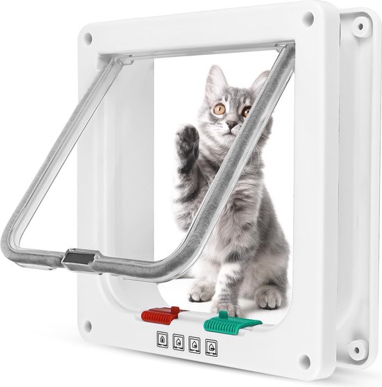 Kattenluik met 4-weg slot voor katten en kleine honden - Eenvoudig te ...