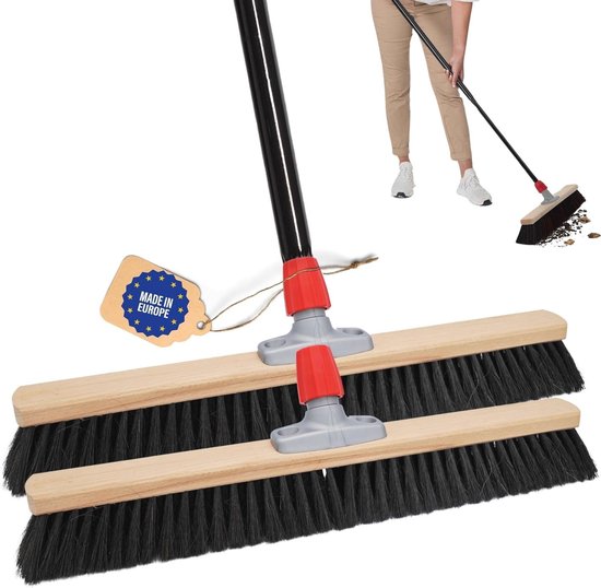 Grote bezem 80 cm met kunstborstelharen - Ideaal voor werkplaatsen en ...