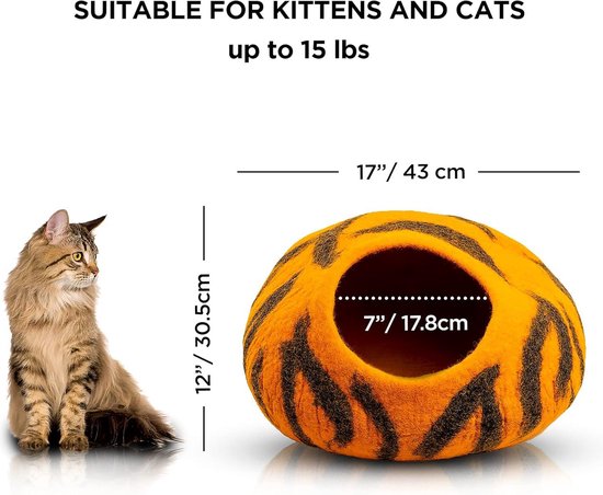 Handmade 100% Merino Wool Felt Cat Cave Bed for Indoor Cats and Kittens ...