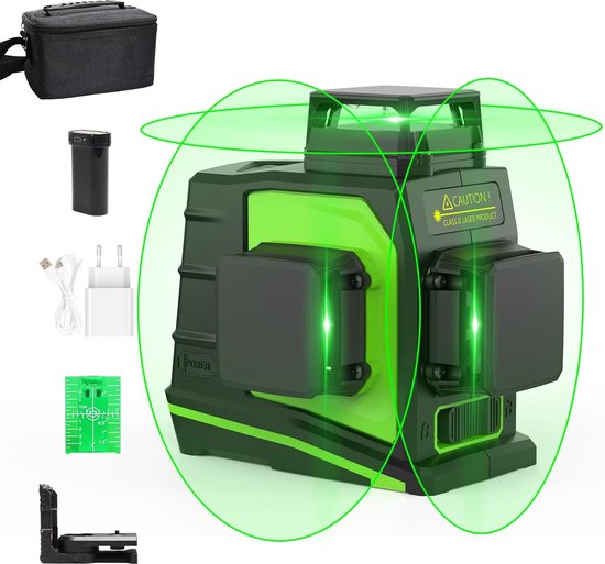 Cross Line Laser 3 x 360° - Groene Zelfnivellerende Laser met ...