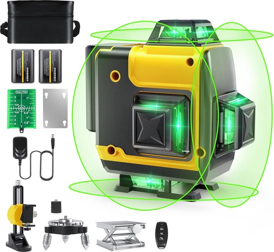 4x360° Laser Line Kruislaser - 16-Lijn Zelfnivellerende Laser - Twee ...