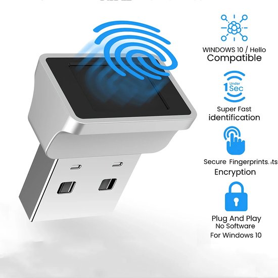 USB Vingerafdruklezer Geschikt voor Windows 7/8/10/11 – Biometrische Scanner en... | bol