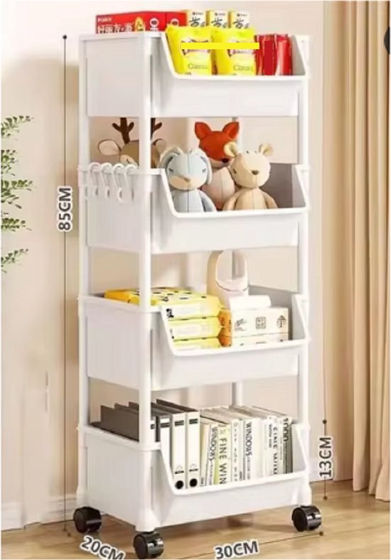 Trolley kast - trolly Kastje wit - keuken badkamer rek opbergplank met ...