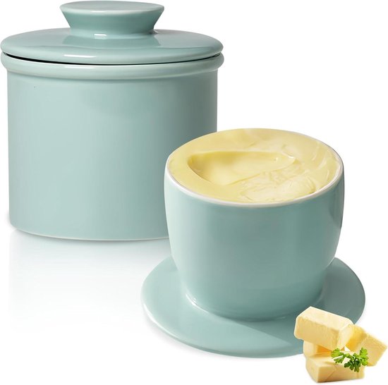 Keramische boterhouder Crock - ronde boterpot met deksel voor verse en ...