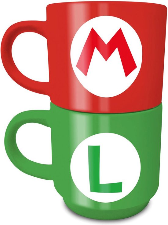 Nintendo - Super Mario - "Mario en Luigi Initiële" Stapelbare Mokken ...