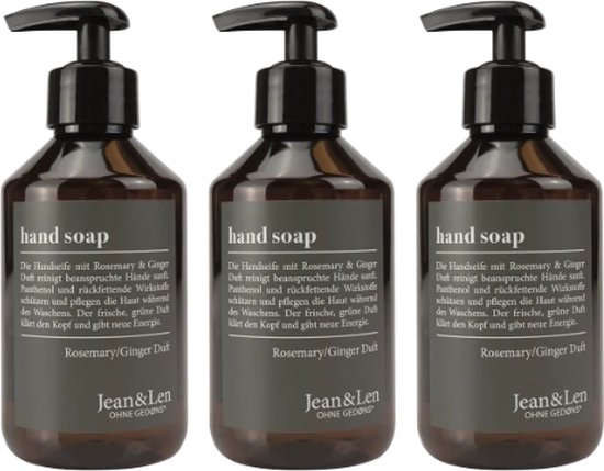 Jean & Len Handzeep | 3x 250 ml Vloeibare zeep | Rosemary & Ginger ...