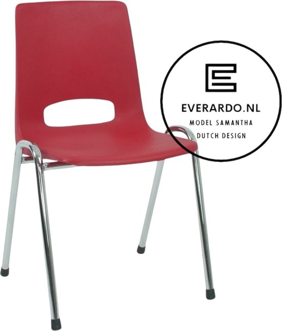 Everardo, model Samantha rood - verchroomd onderstel kantinestoel ...