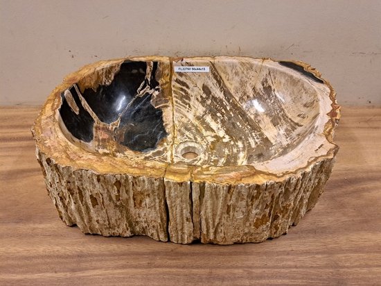 Waskom van versteend hout - 56x44x15cm - FL22760 | bol