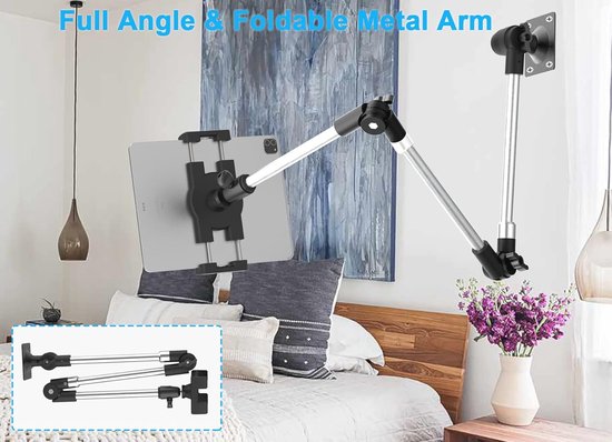 Verstelbare Wand Tablet Houder met Lange Arm - Ultimative Flexibiliteit ...