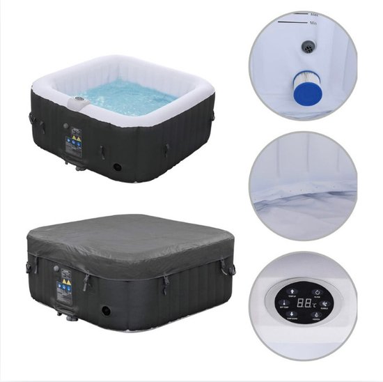 Jacuzzi Opblaasbaar Vierkant - Jacuzzi Opblaasbaar 4 Persoons Met ...