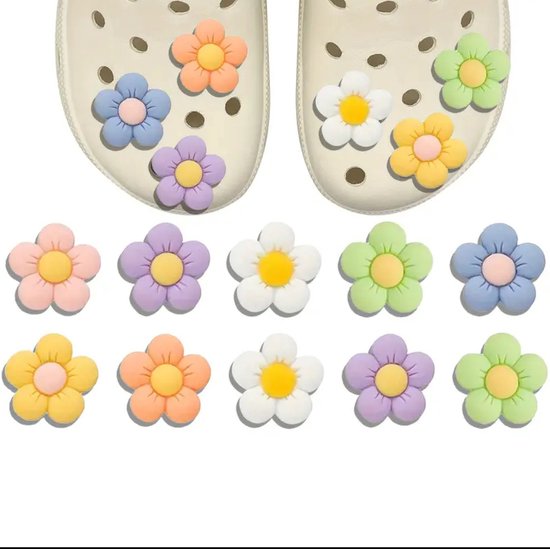 Crocs charms ronde bloemen pastel 14 stuks - flowers - schoenen ...