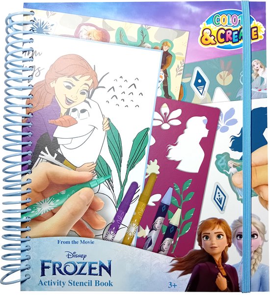 Disney Frozen - Activity Stencil Book - 16 kleurplaten - 2 stencils - 2 ...