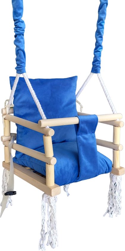 Luxe houten 3 in 1 blauwe meegroei baby schommel en kinder schommel ...
