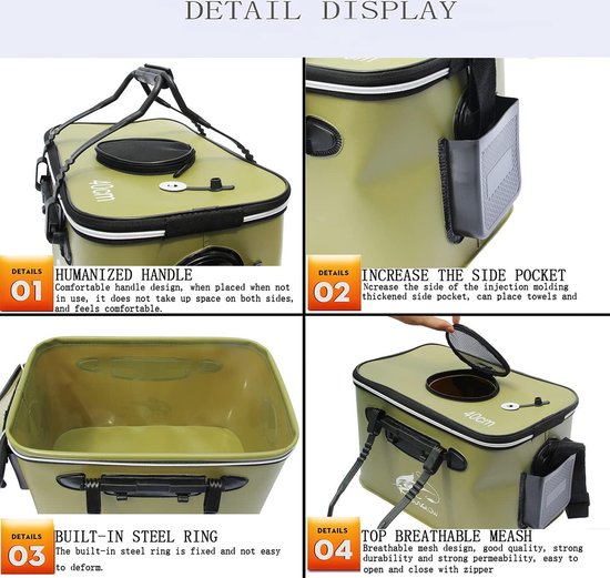 Opvouwbare visbak - Vistas 23 l - Multifunctioneel - Levende vissen en ...