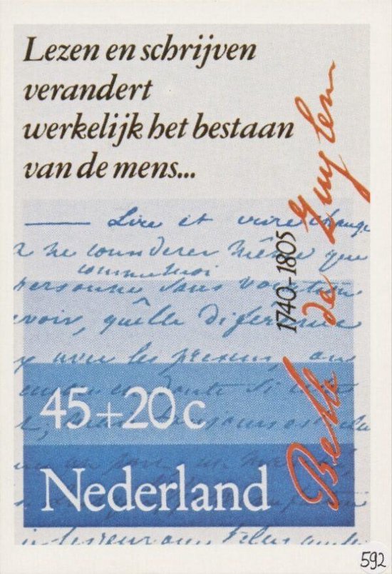 Briefkaart met afbeelding Fragment van een door Belle van Zuylen (1740 ...