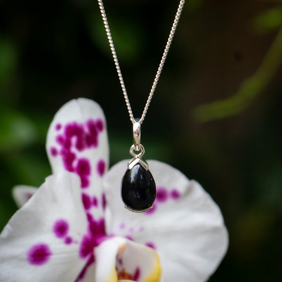 Zwarte Toermalijn Ketting - 45 cm - Echte edelsteen - 925 Sterling ...