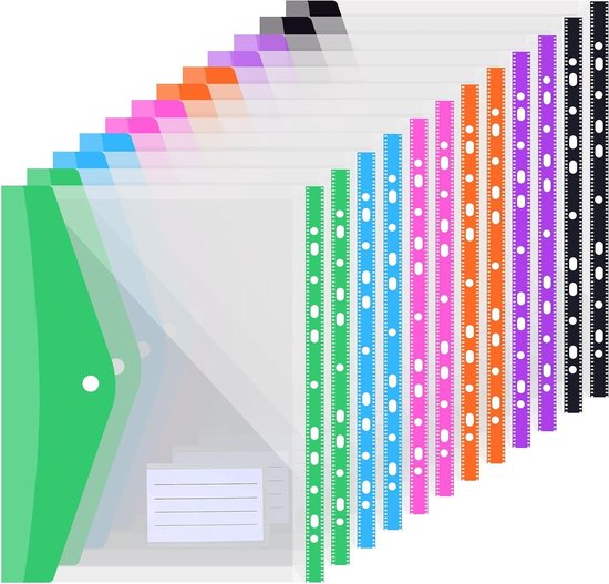 Geperforeerde zakken A4 plastic portefeuilles - 12 stuks - Uitbreidbaar ...