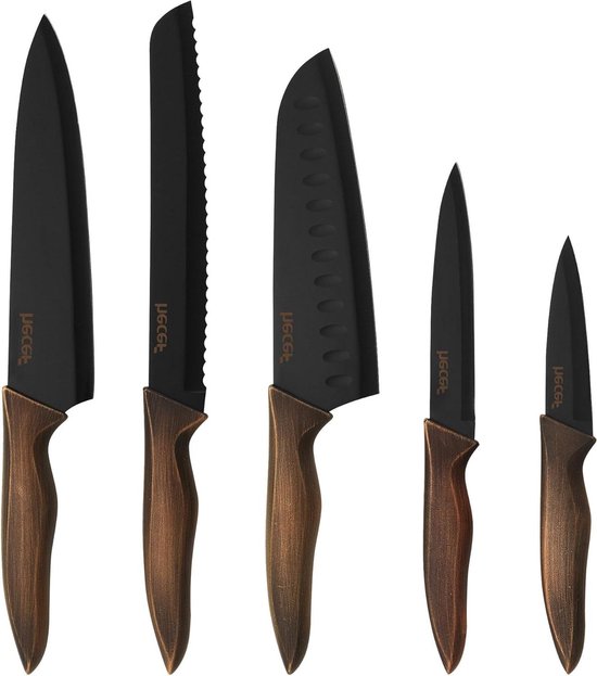 Stainless Steel Black Colour Coating Blade Kitchen Knife Set - Includes ...
