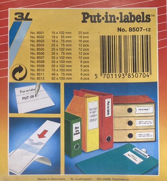 3L - Put in labels - zelfklevende labelhouders - 55 x 150 mm - 12 stuk ...