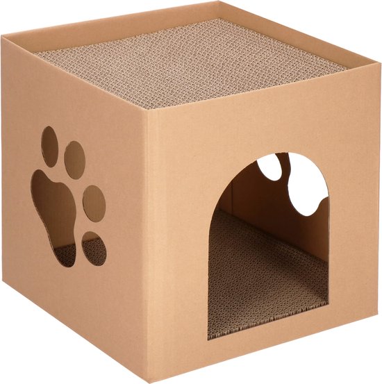 Springos Krabpaal - Kattenhuis - Kartonnen - Huis - 2 Etages - 30 X 30 ...