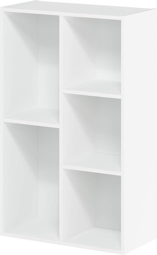 Open boekenkast 5 vakken wit houten rek 495 x 2398 x 80 cm ...