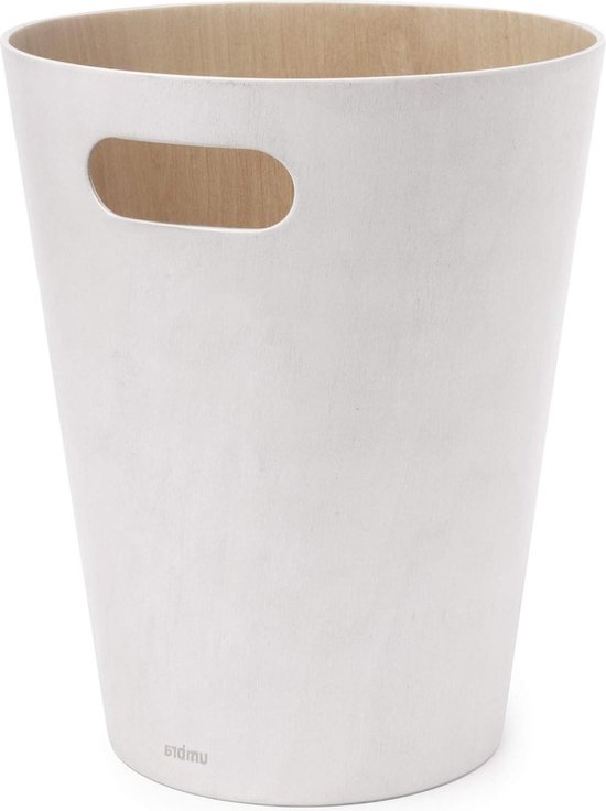 Prullenbak 75 liter Beukenhout Wit-naturel met pedaalöffner | bol