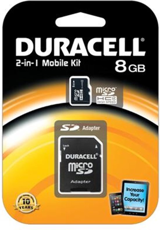 Duracell, 8 GB microSDHC + SD Adapter | bol