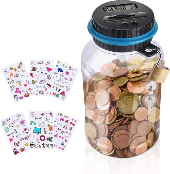 Spaarpot voor kinderen - elektronische spaarpot - 18 l - grote spaarpot ...