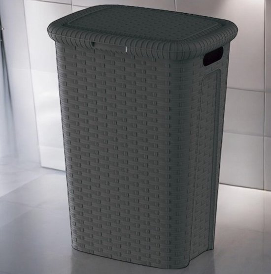 Weave Wasmand - Hoog model - 53 liter - Donkergrijs - Stevig kunststof ...