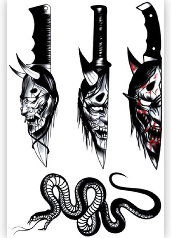 Temporary Tattoo Duivel/Devil/Mes/Horror/Halloween (A5 formaat ...